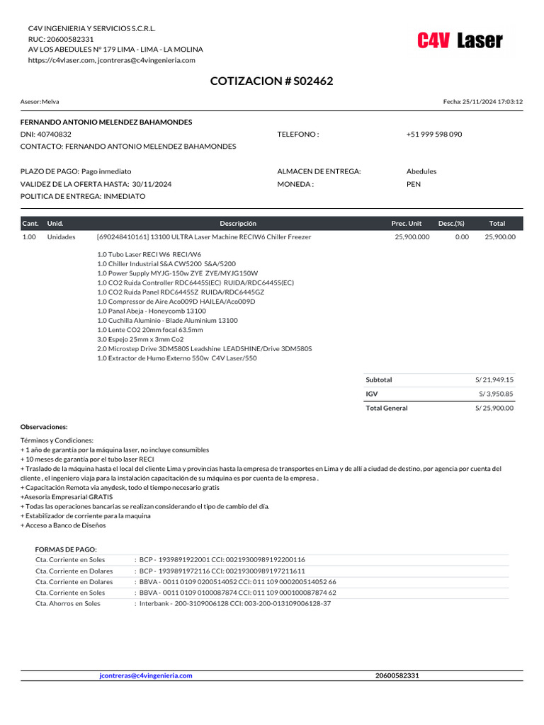 Cotizacion - S02462 | PDF | Bancario