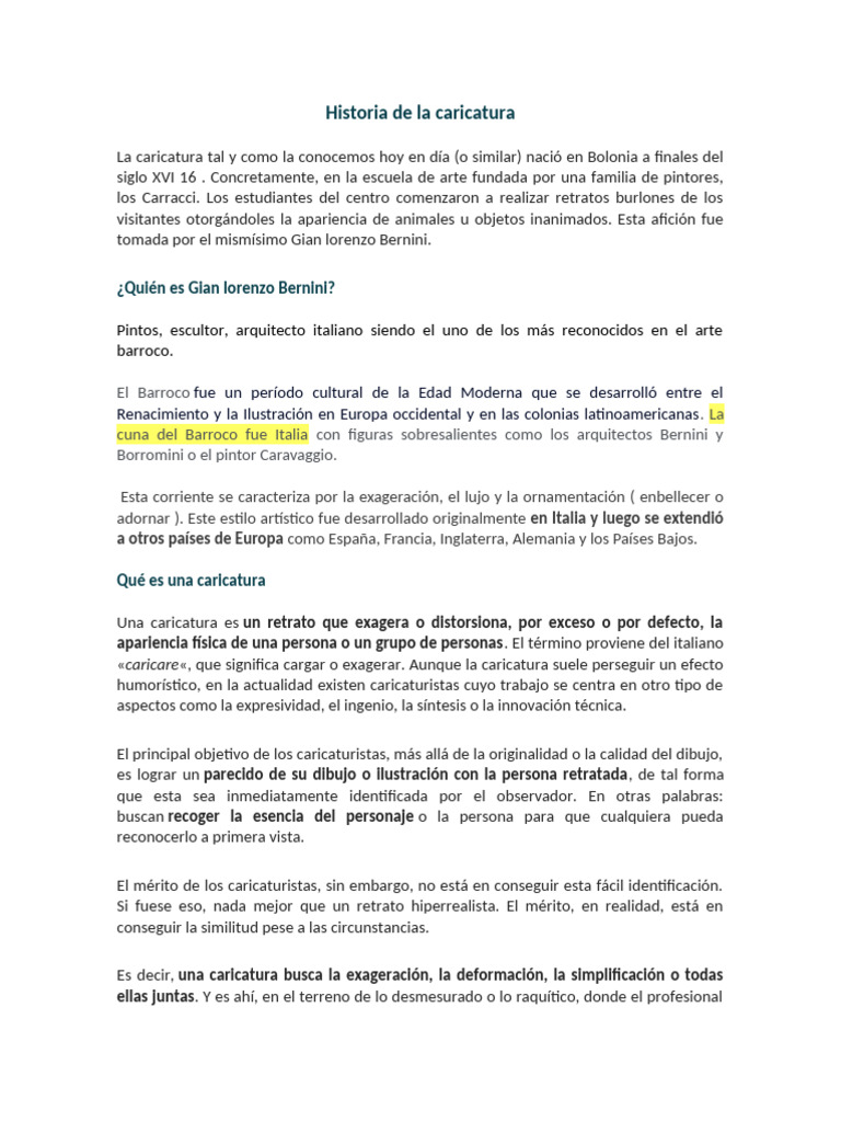 Historia de La Caricatura | PDF | Caricatura | Metáfora
