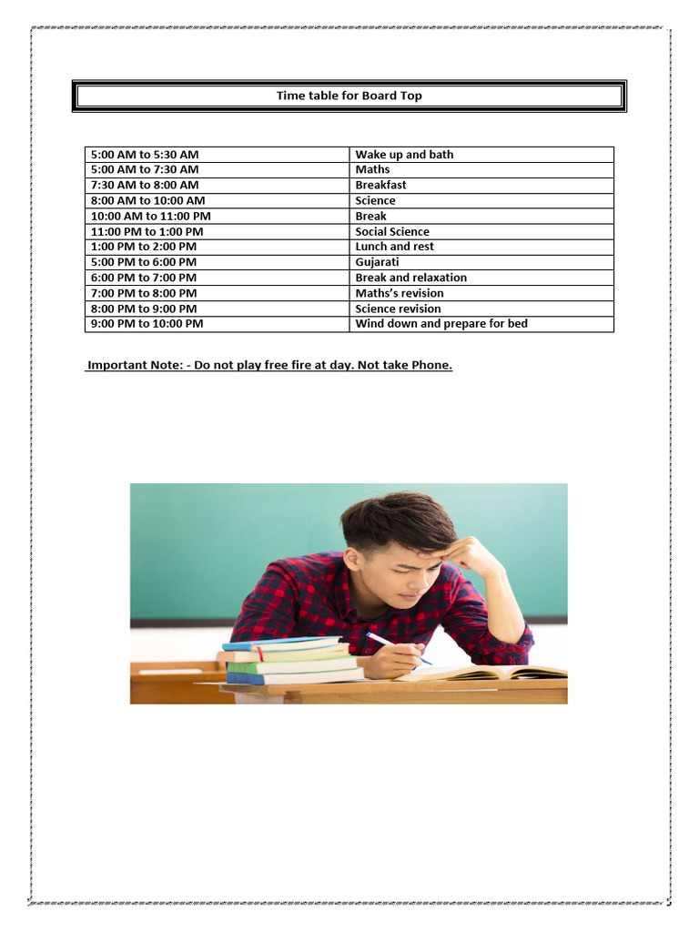 Time Table For Board Top | PDF