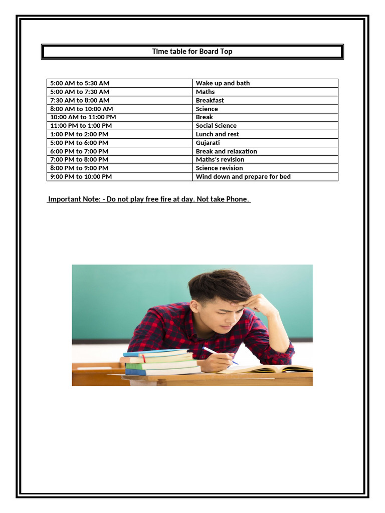 Time Table For Board Top | PDF