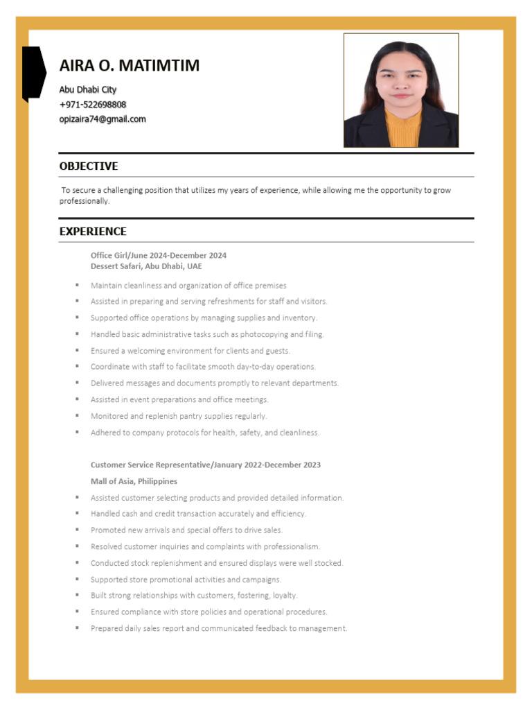 Professional Profile: Aira O. Matimtims Resume | PDF