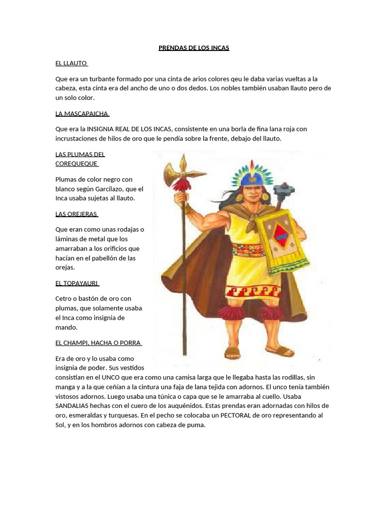 Vestimenta y símbolos incas | PDF | Imperio Inca | Ropa