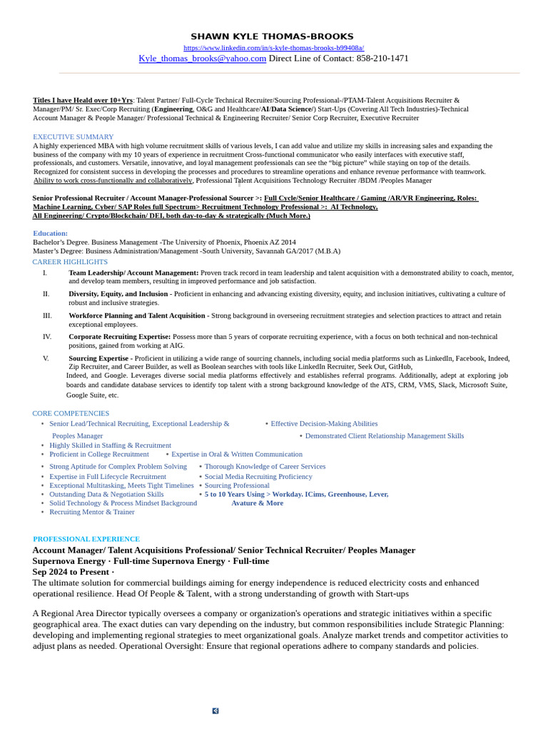 SHAWN KYLE THOMAS-BROOKS !! Most Updated Resume | PDF | Recruitment ...