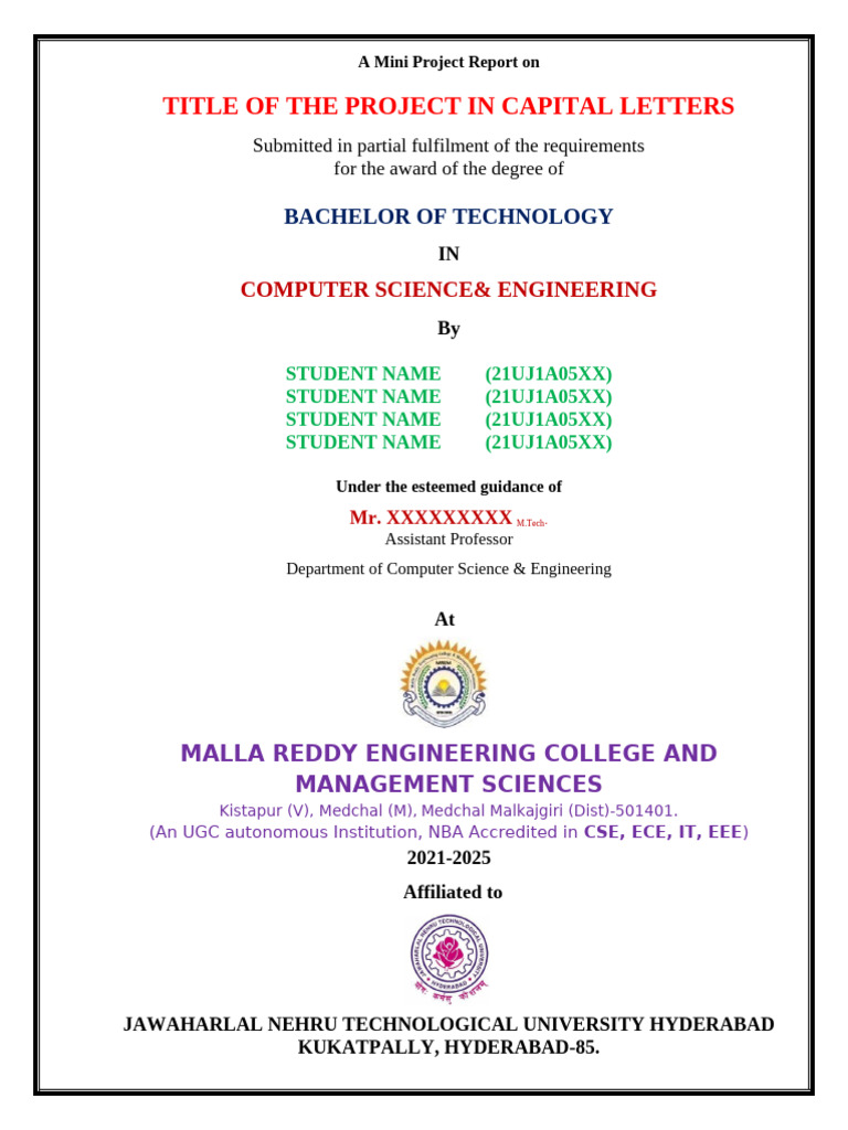 Cse-Mini Project Front Pages - 2024-25 | PDF | Turbine | Read Only Memory