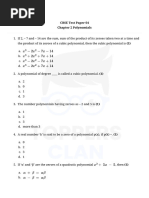 Class 10 CBSE Polynomials Extra Questions | PDF