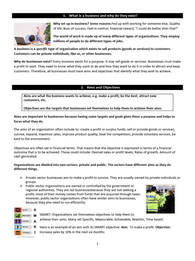 Business Aims and Objectives Explained | PDF | Franchising | Partnership