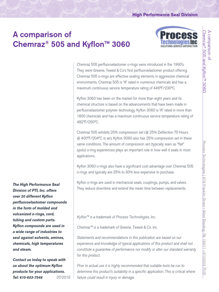 Chemraz®505 Kyflon™ 3060 | PDF | Physical Sciences | Materials