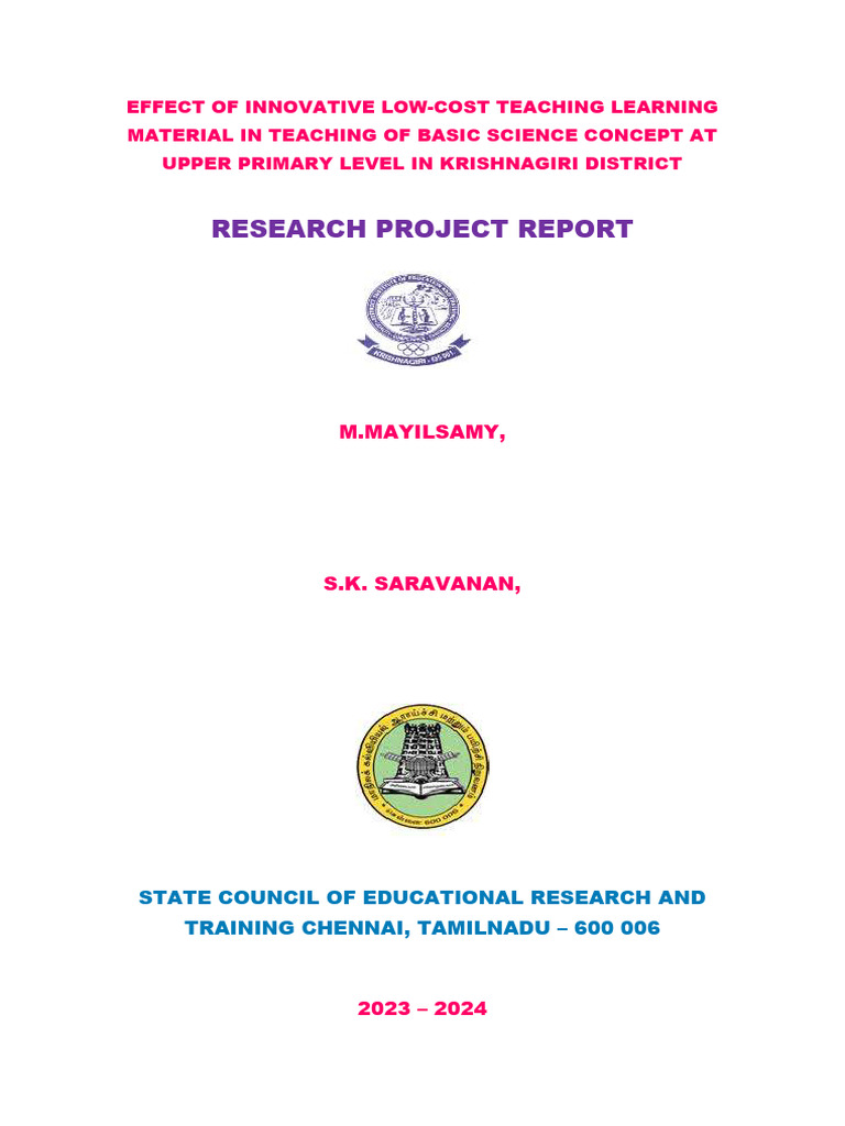 Research Project Mayilsamy | PDF | Learning | Science Education