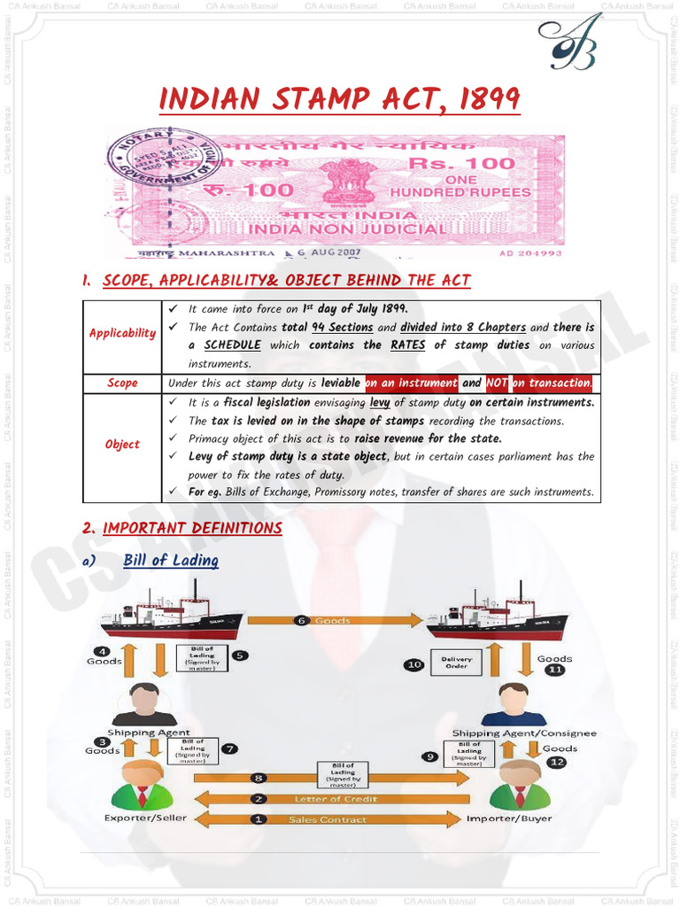 Jigl Revision Notes Stamp Act | PDF | Negotiable Instrument | Mortgages