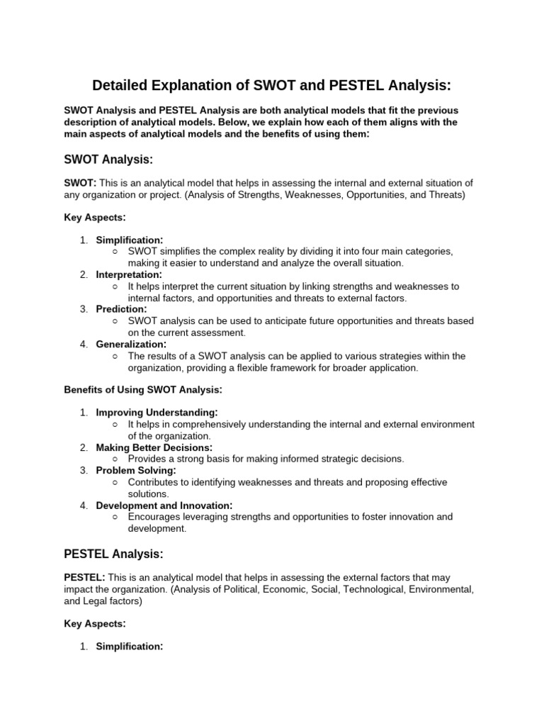 Detailed Explanation of SWOT and PESTEL Analysis_ (1) | PDF | Swot ...