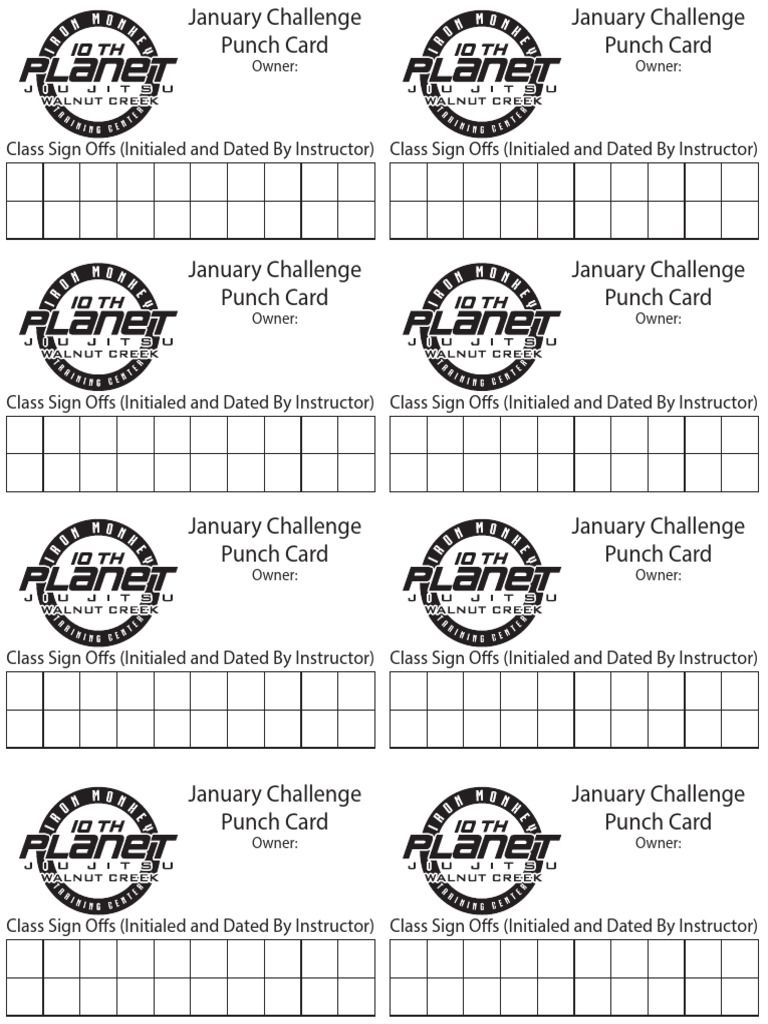 January Challenge Punch Card | PDF