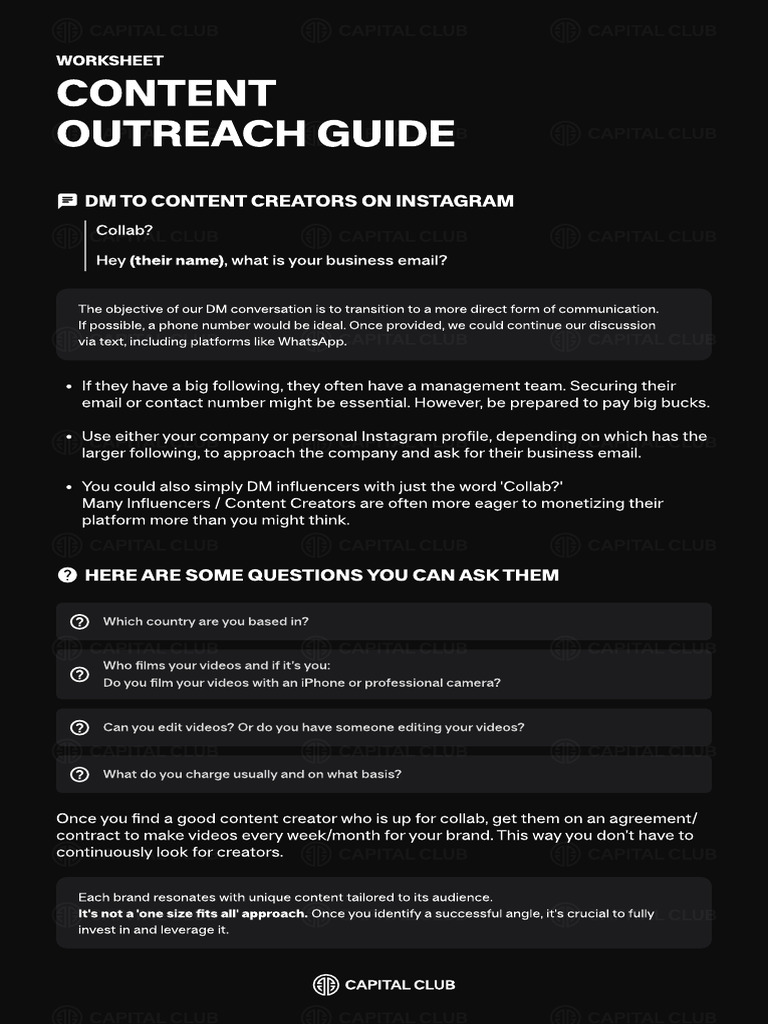 Worksheet - Content Outreach Guide | PDF