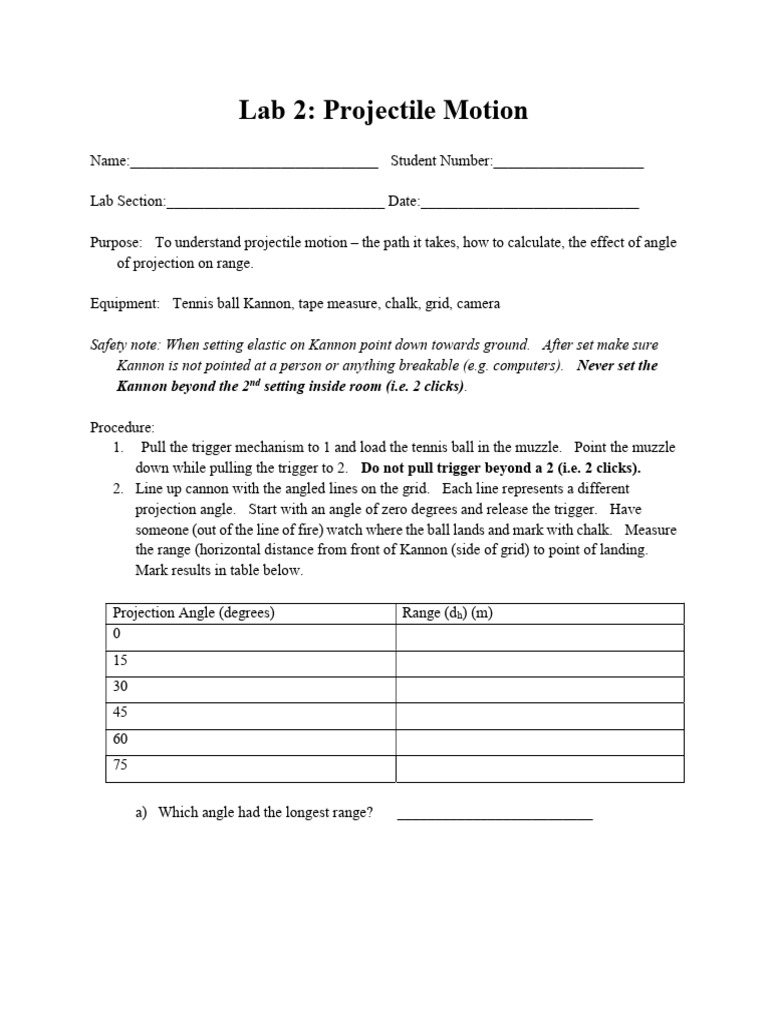 Understanding Projectile Motion Lab | PDF | Velocity | Projectiles