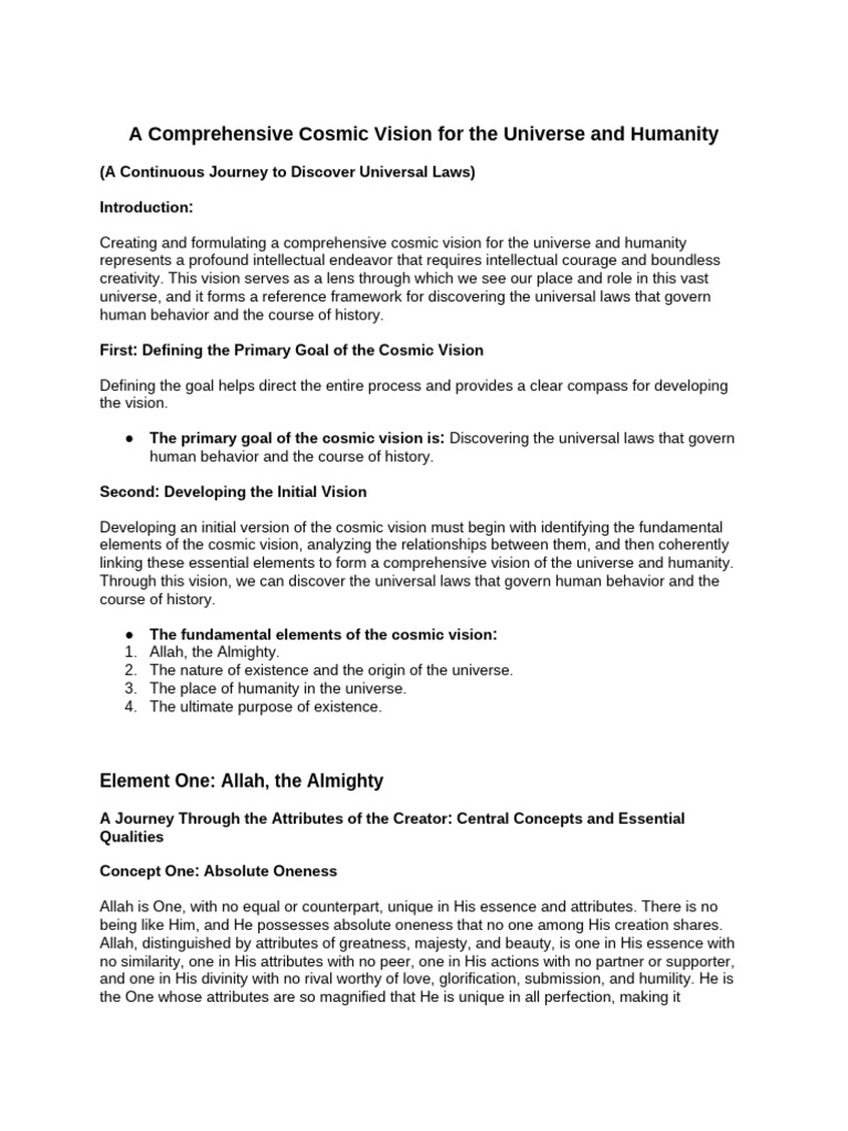A Comprehensive Cosmic Vision For The Universe and Humanity | PDF | God ...