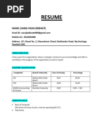 12th Pass Resume Format | PDF