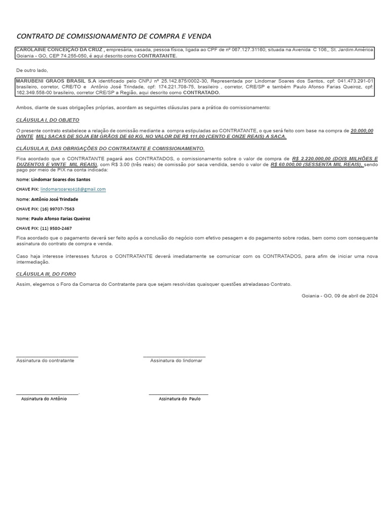Contrato de Comissionamento - Marubeni | PDF | Brasil