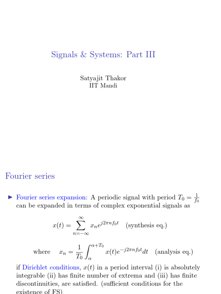 Lecture4-SignalsandSystems3 (3) 2 | PDF | Fourier Series | Mathematical ...
