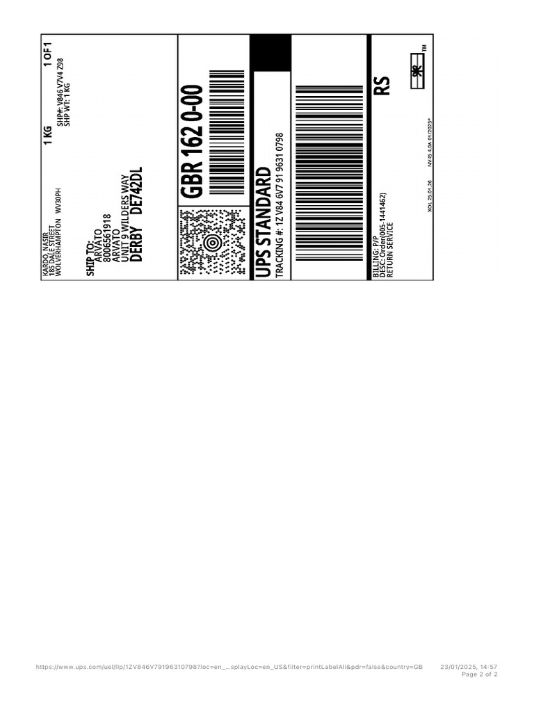 UPS Electronic Return Label - View-P | PDF