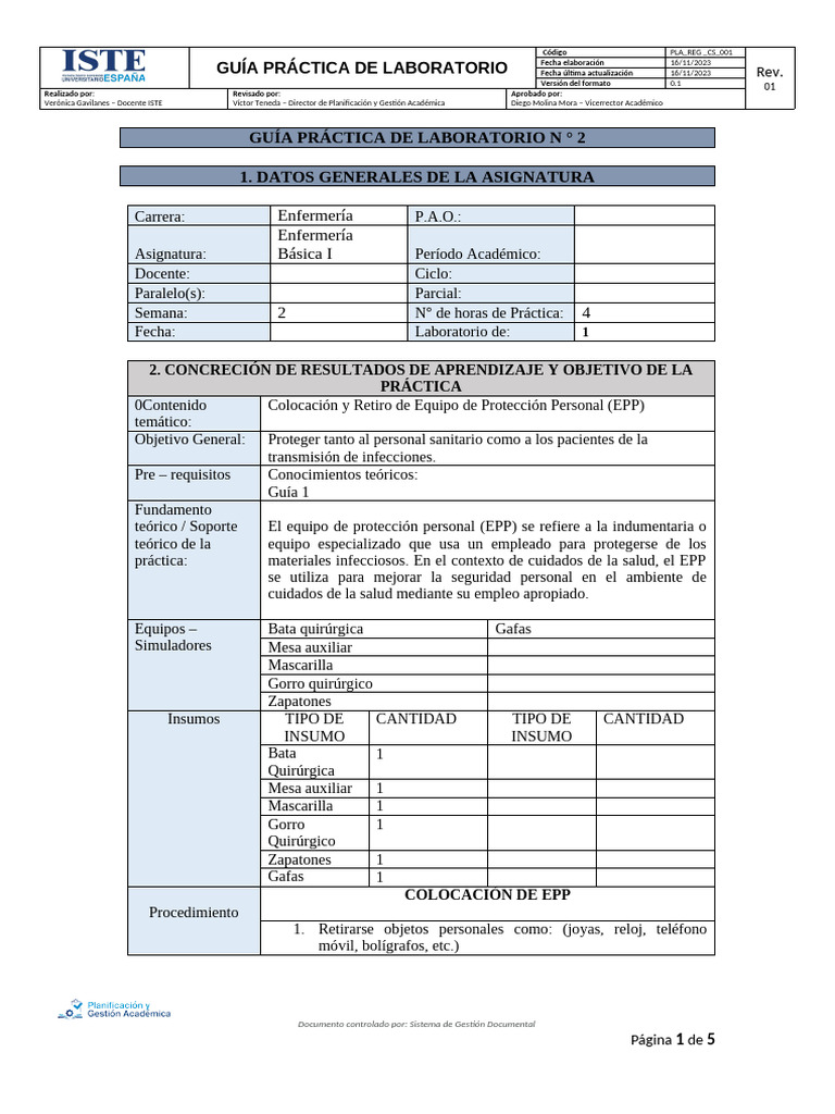 Guia #2 Colocacion y Retiro de Epp | PDF | Guante | Laboratorios