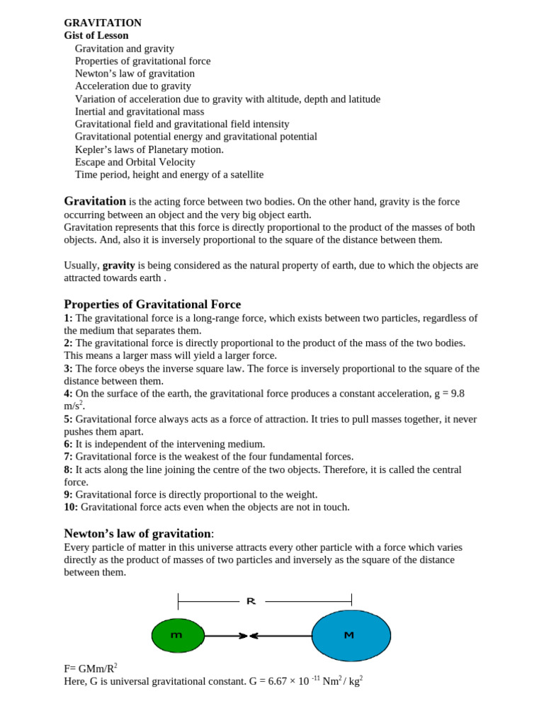 GRAVITATION | PDF | Gravity | Force