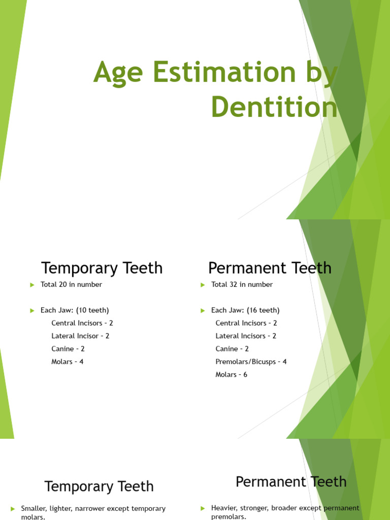 Age Estimation by Dentition and Xrays - CBME PDF | PDF | Tooth | Dental Anatomy