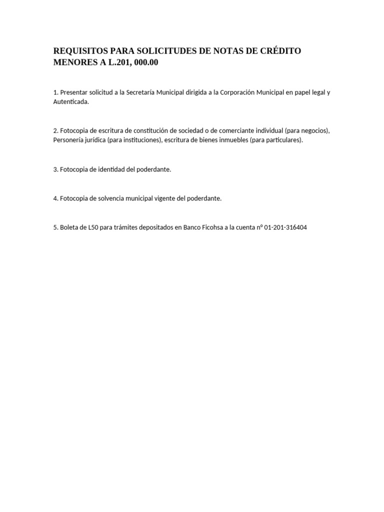 Requisitos para Solicitar Notas de Crédito | PDF