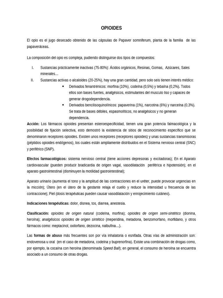 Opioides Ficha | PDF | Opioide | Despachador de drogas