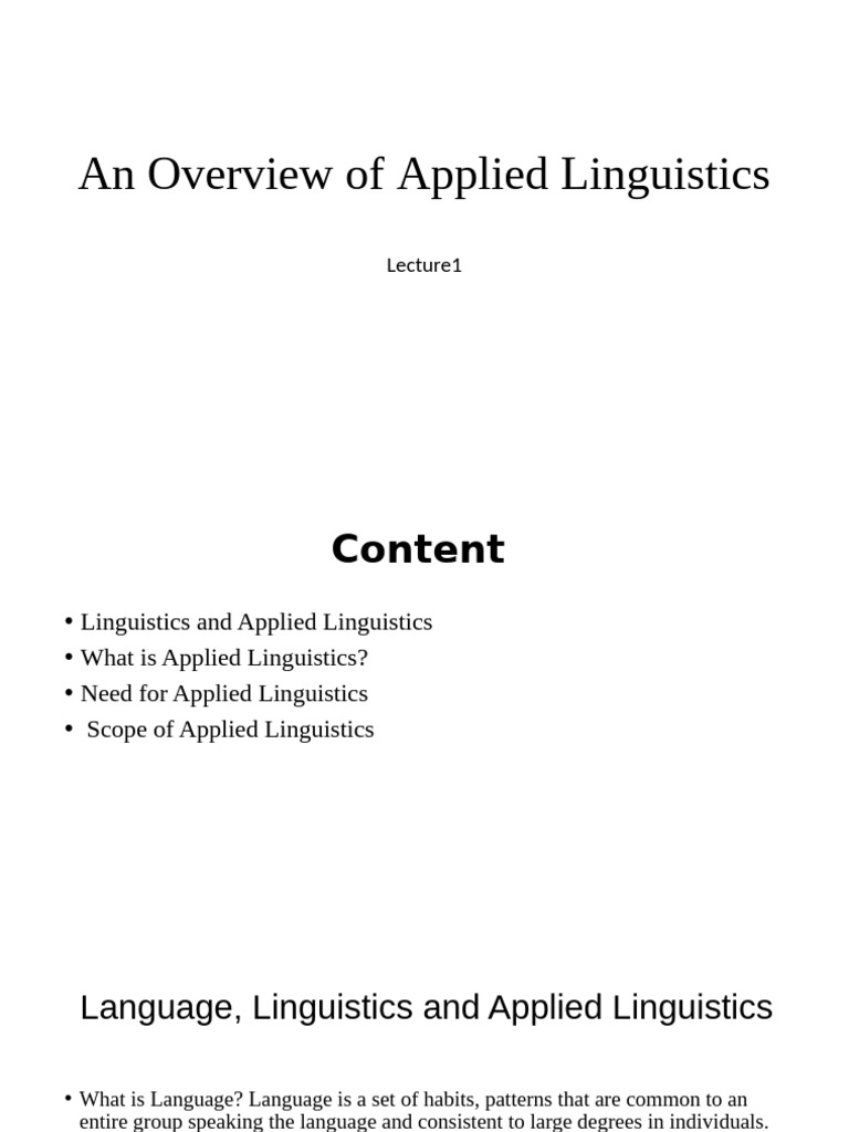 Applied Linguistics Lecture1 Pdf Linguistics Word