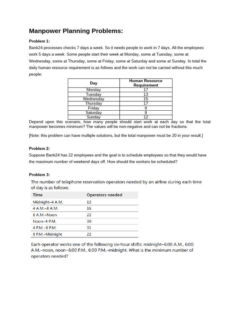 Manpower Planning Problems | PDF