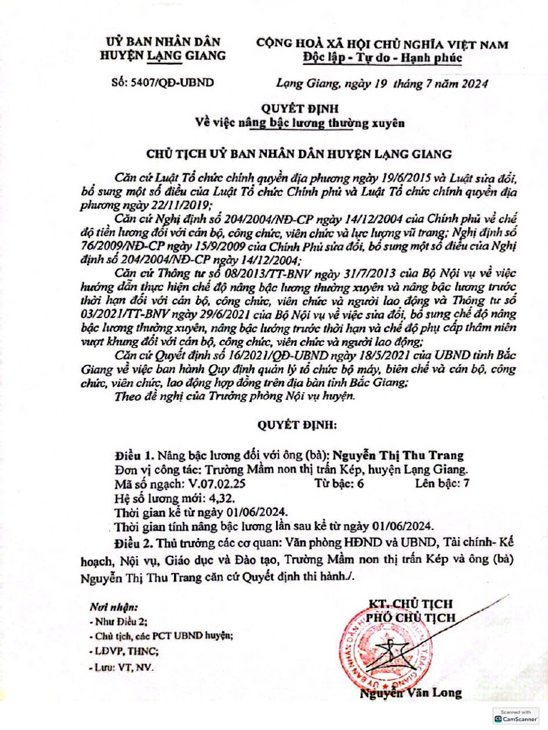 Quyet Dinh Tăng Luong Trang | PDF