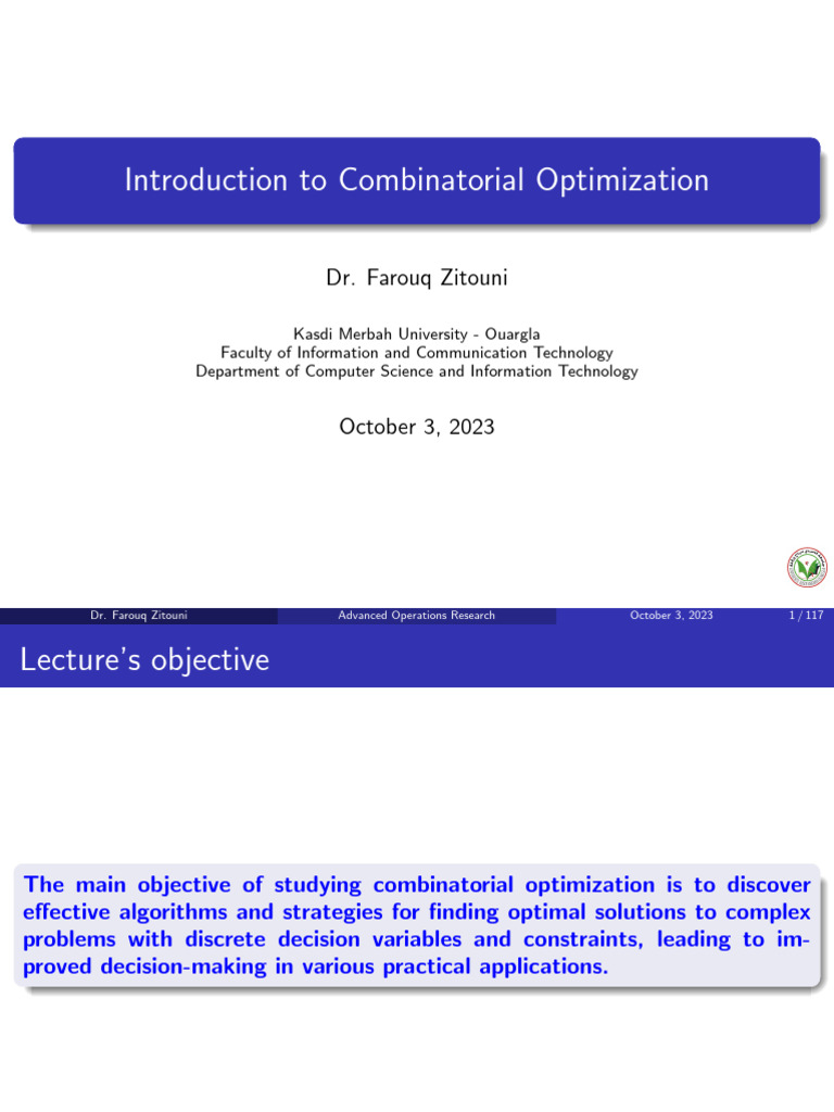 Main | PDF | Mathematical Optimization | Discrete Mathematics