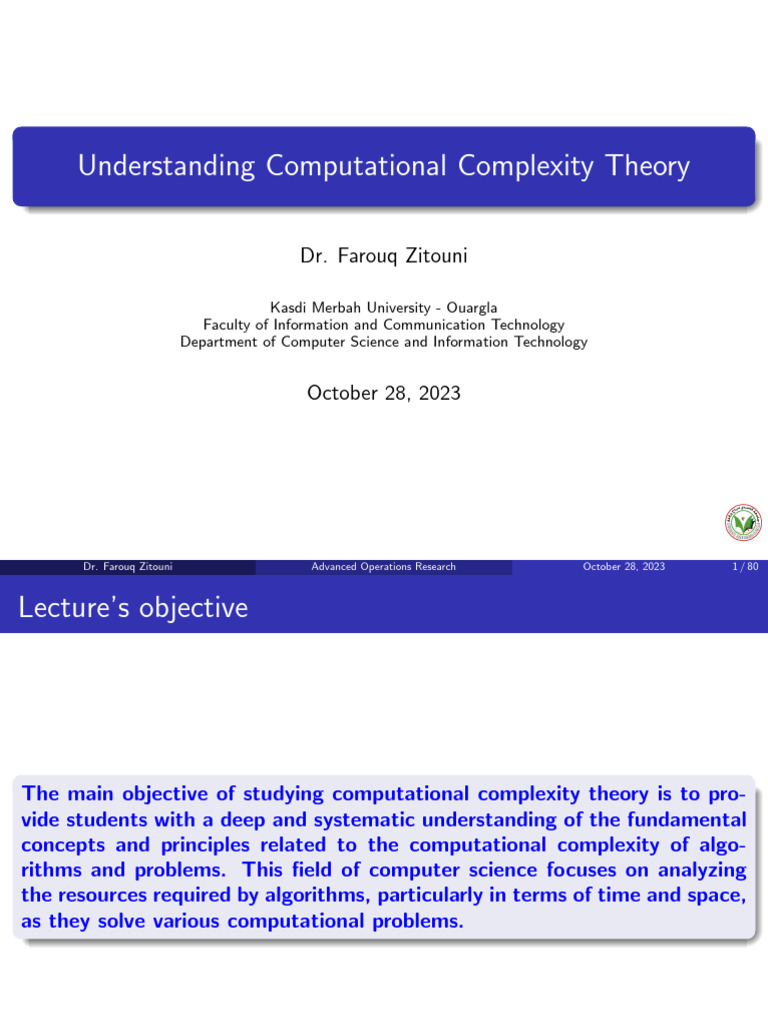 Main | PDF | Time Complexity | Computational Complexity Theory
