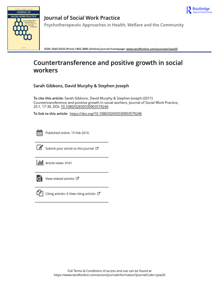 Countertransference and Positive Growth in Social Workers | PDF ...