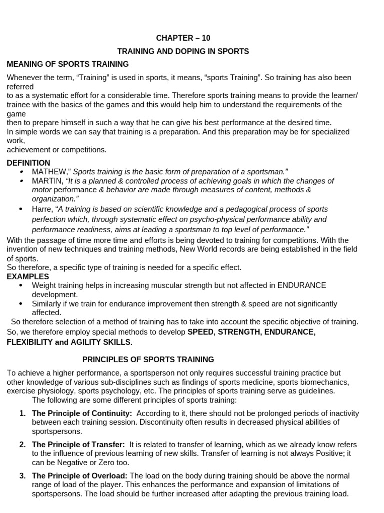 Doping and Training Principles in Sports | PDF | Doping In Sport ...