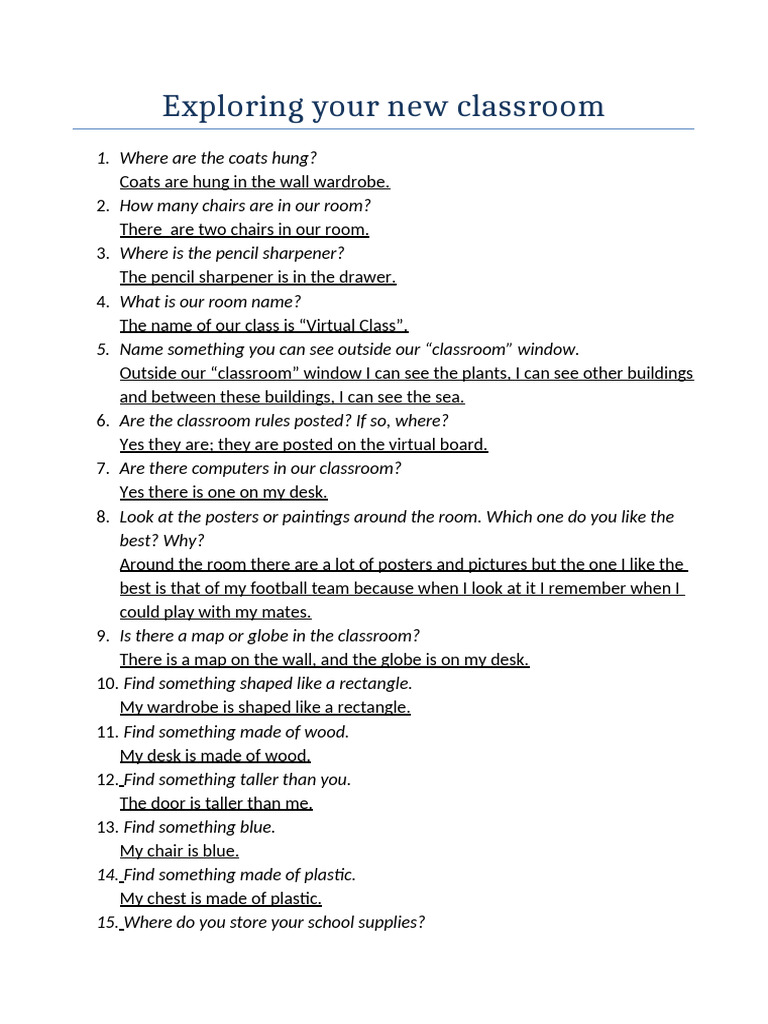 Virtual Classroom Exploration Guide | PDF