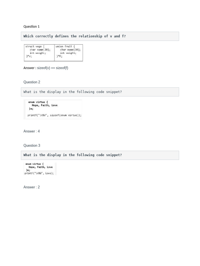 C Programming Quiz Questions and Answers | PDF