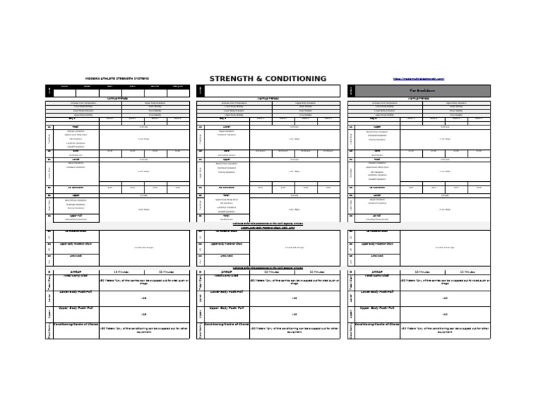 Tier System Training Template | PDF | Physical Fitness | Strength Training