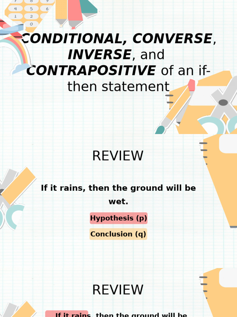 Conditional, Converse, Inverse, and Contrapositive Statements | PDF ...