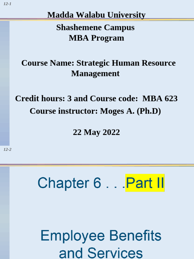 Chapter 6 - Employee Benefits & Services - Part II | PDF | Employment ...