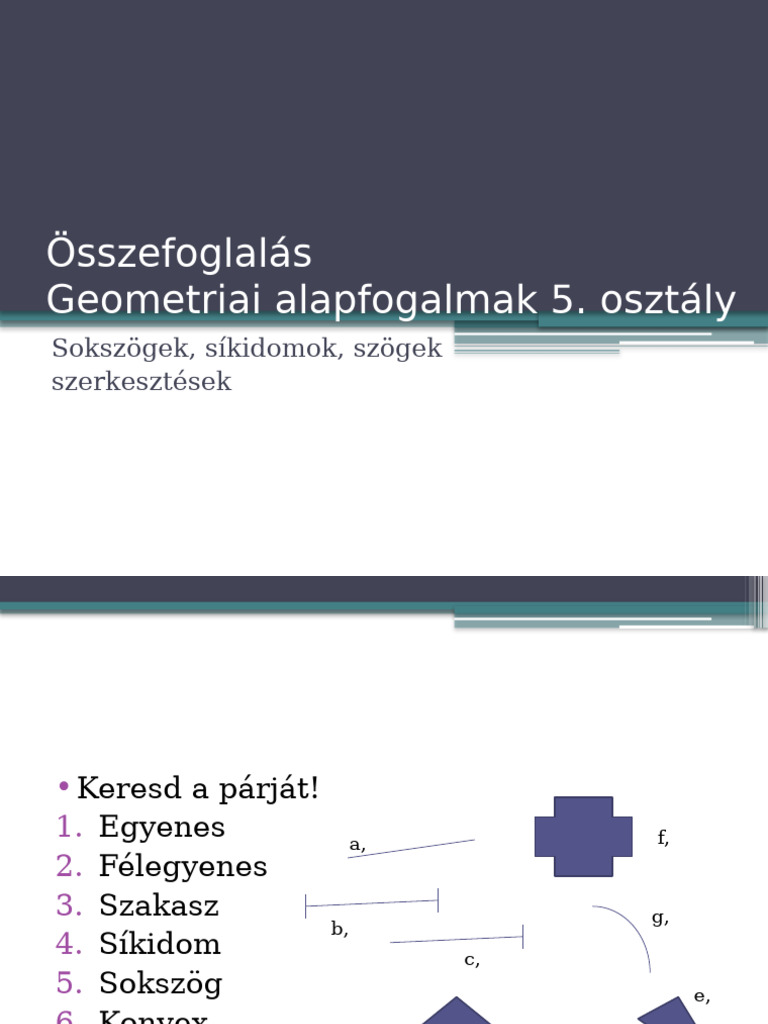 Összefoglalás Geometriai Alapfogalmak | PDF
