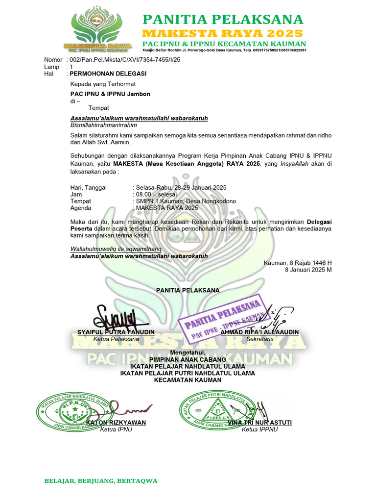 Permohonan Delegasi Jambon | PDF