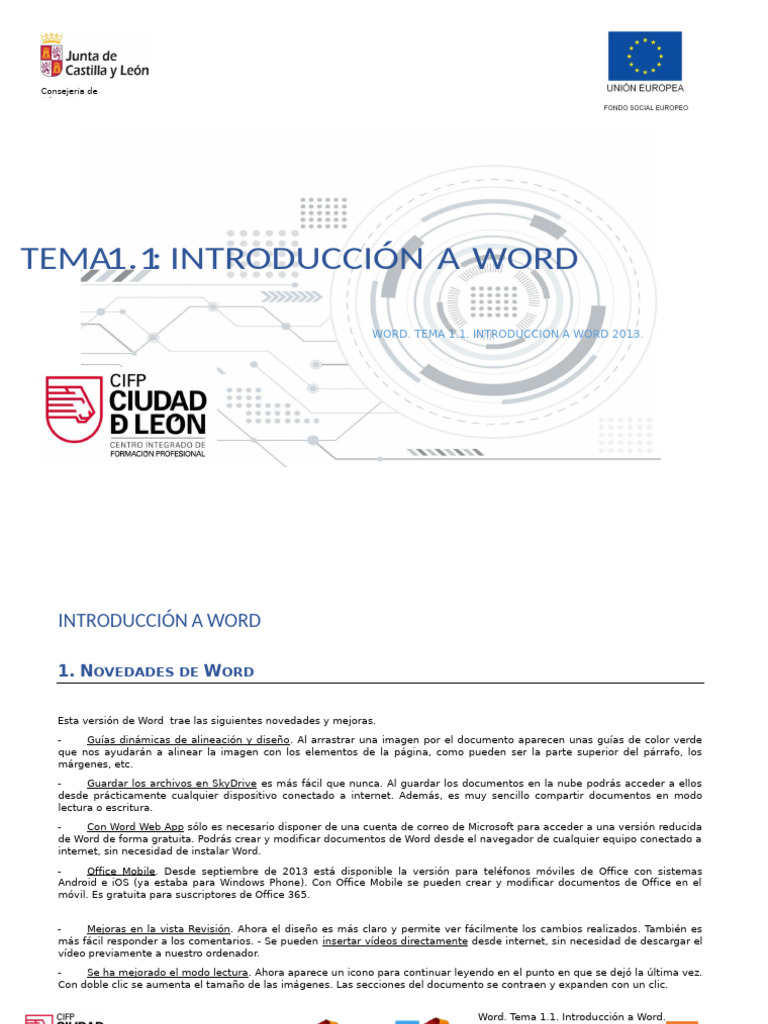 Introducción a Word 2013: Novedades y Funciones | PDF | Botón ...