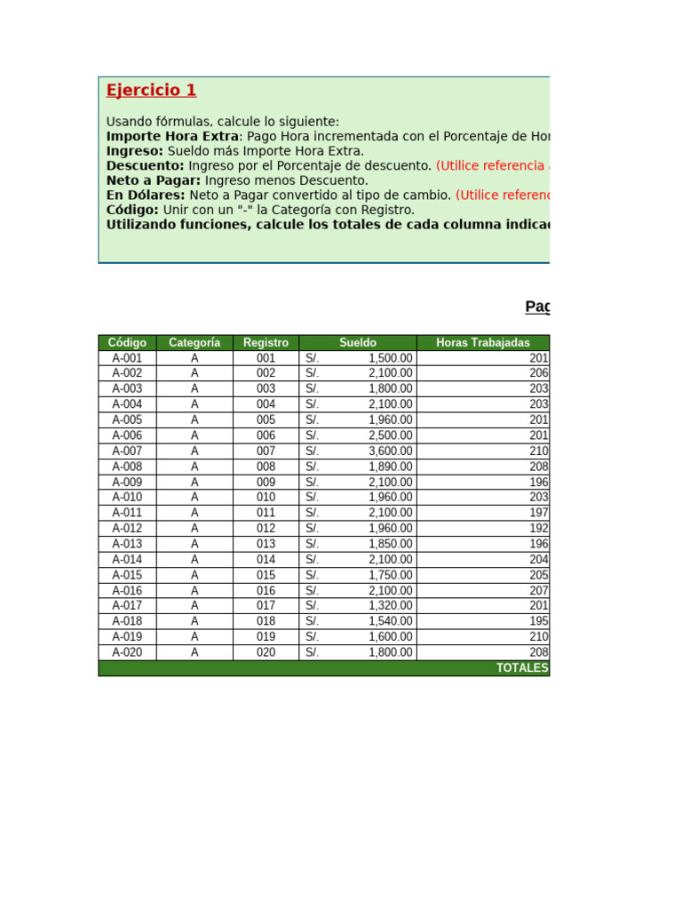 Reforzamiento EC1 - EXCEL | PDF
