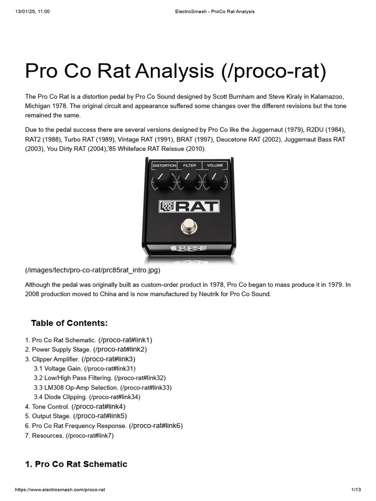 ElectroSmash - ProCo Rat Analysis | PDF | Amplifier | Operational Amplifier
