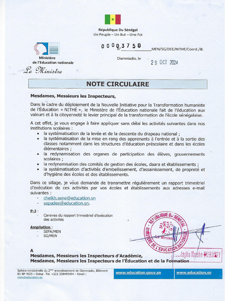Note Circulaire NITHE | PDF