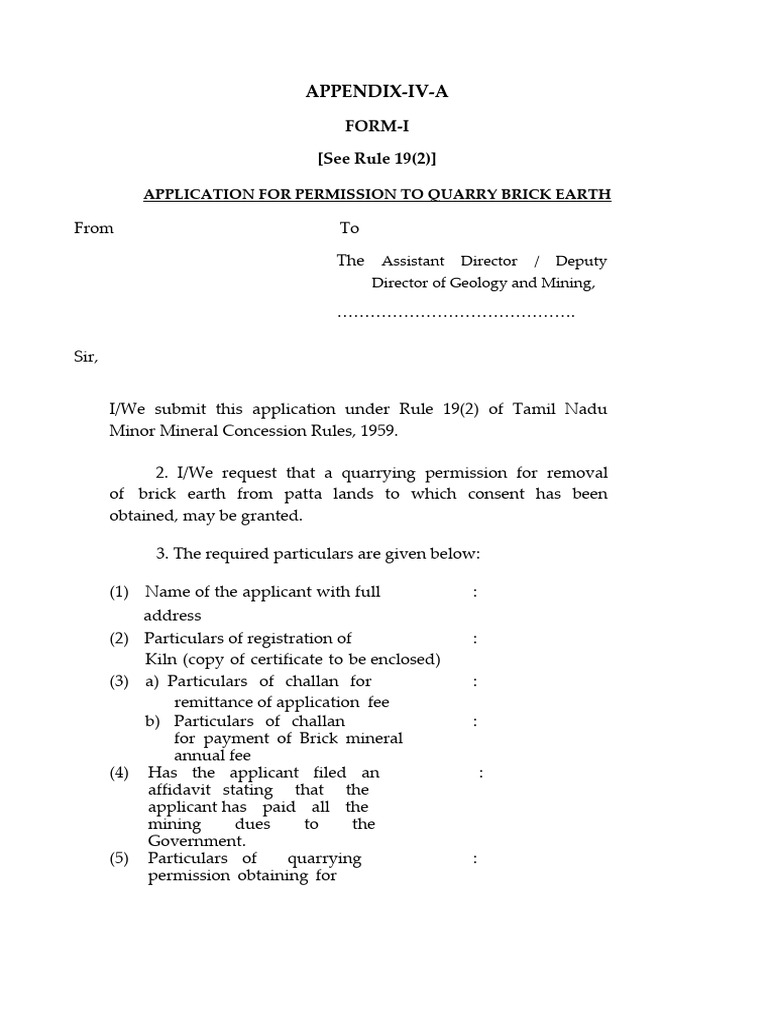 Quarry Permit Application Form | PDF