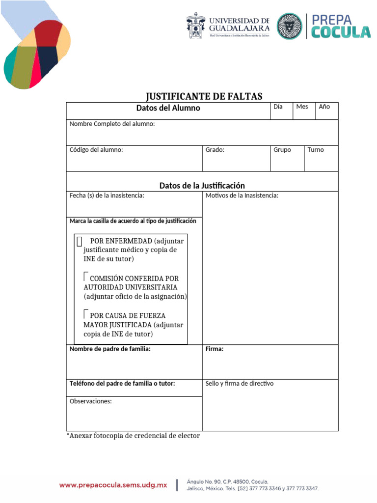 Justificante de Faltas de Alumnos 2 | PDF