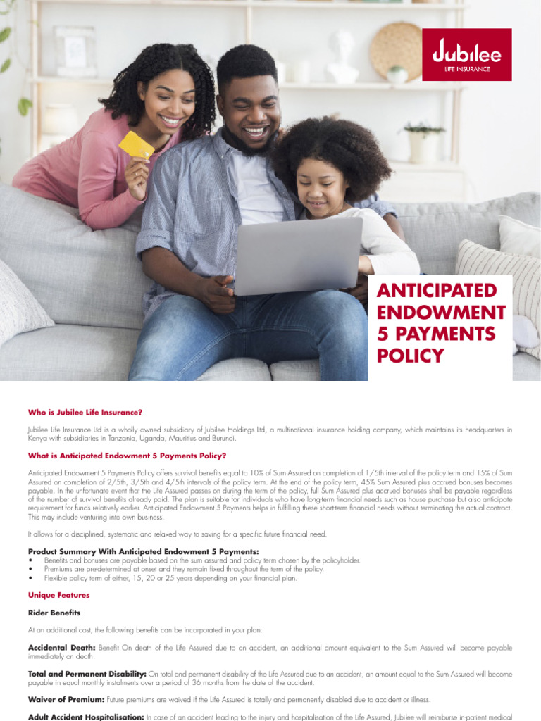 Anticipated Endowment 5 Payments Policy | PDF | Insurance | Life Insurance