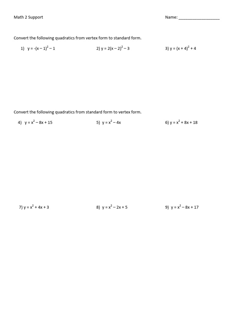 Convert Vertex Standard Form | PDF