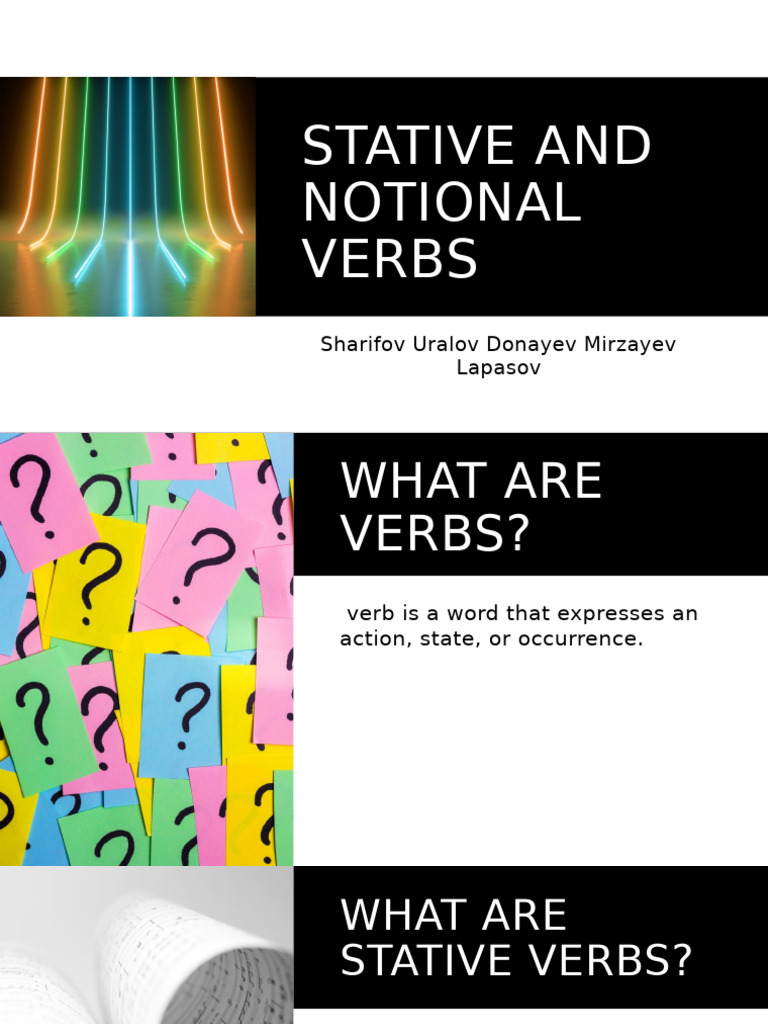 Stative vs. Notional Verbs Guide | PDF